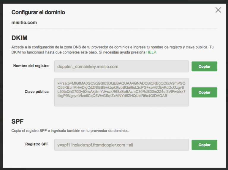 ¿Cómo configurar DKIM y SPF? - Doppler Help Center