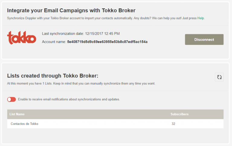 Cómo integrar tu cuenta de Tokko Broker con Doppler